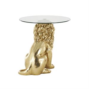 Shop Gold Resin Lion Sitting Accent Table with Glass Tabletop, 24" x 27 ...