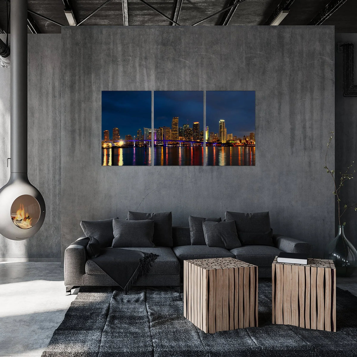 Shop Tempered Glass Art - 3PC Miami Night - Galeria Home Store