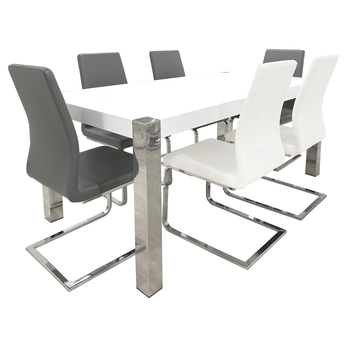 Shop Rectangular Dining Table White Lacquer and Stain Steel legs ...