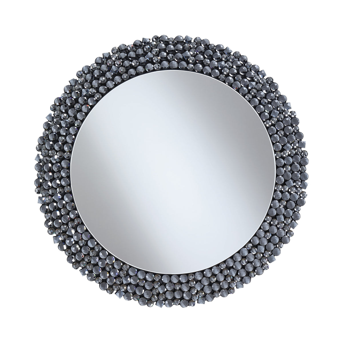 Shop Round Wall Mirror With Textural Frame Grey - Galeria Home Store