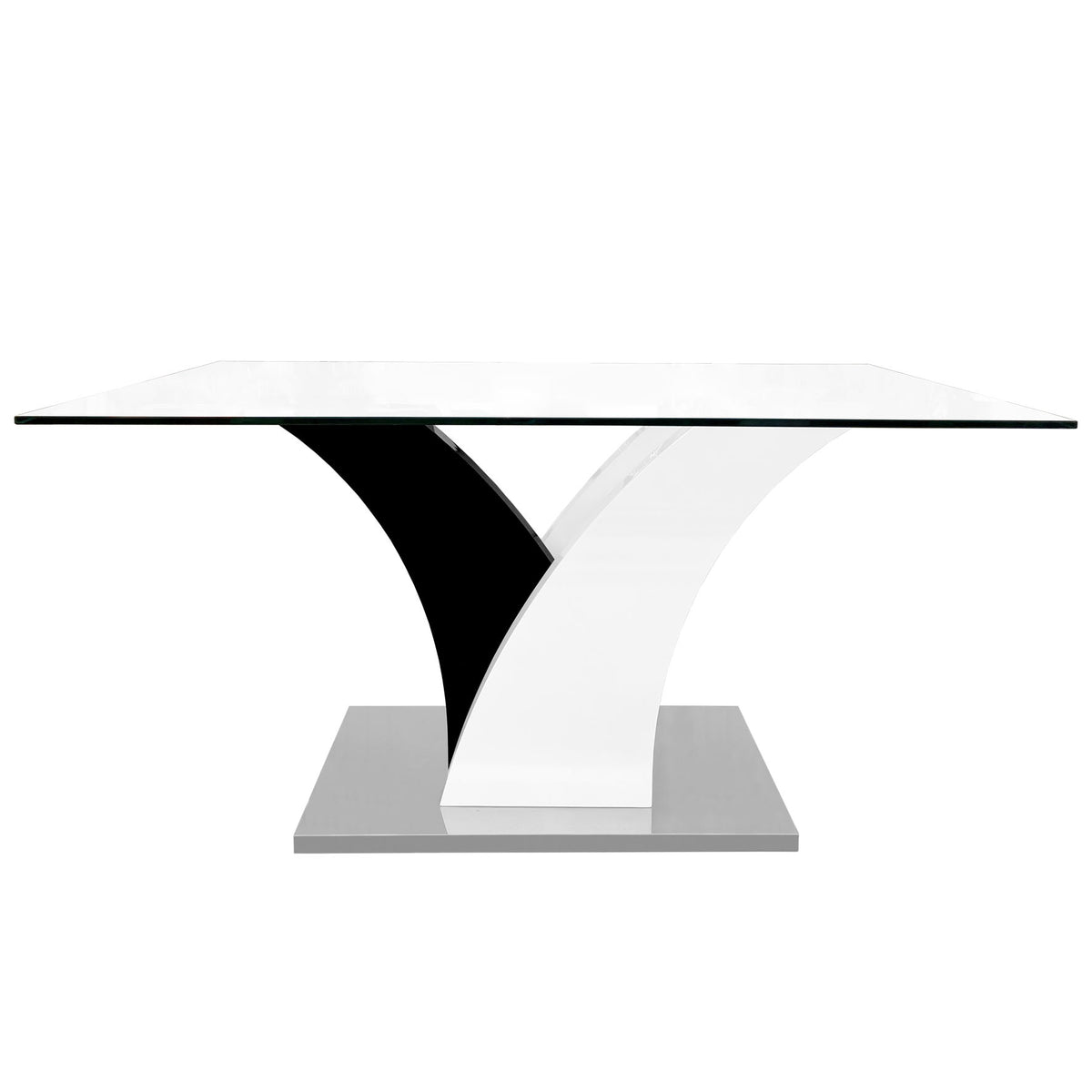 Shop Rectangular Dining Table Black and White with Tempered Glass Top ...