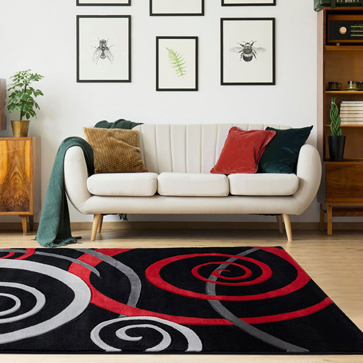 Shop Modern Black and Red Abstract Rug - Galeria Home Store