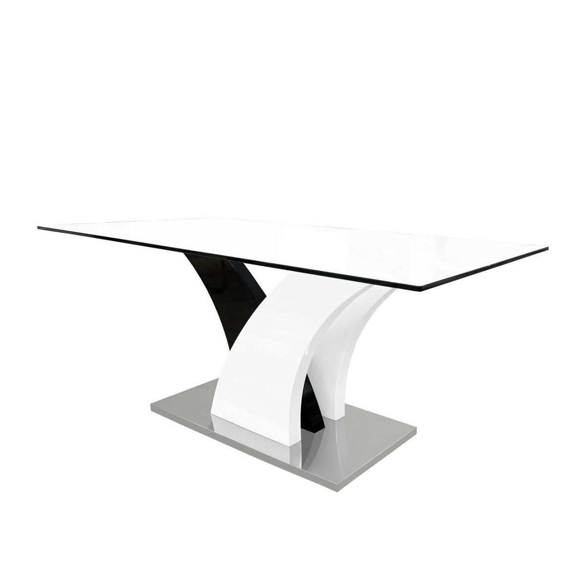 Shop Rectangular Dining Table Black and White with Tempered Glass Top ...