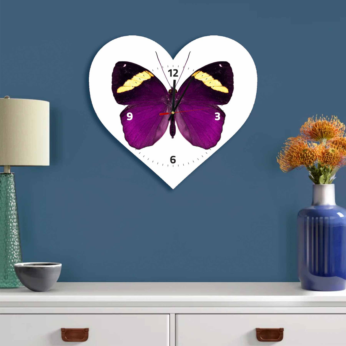 Shop Purple Butterfly Heart Acrylic Wall Clock - Galeria Home Store