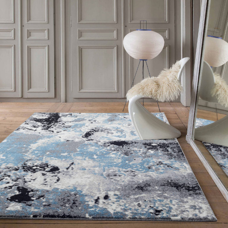 Shop Modern Grey and Blue Abstract Rug - Galeria Home Store