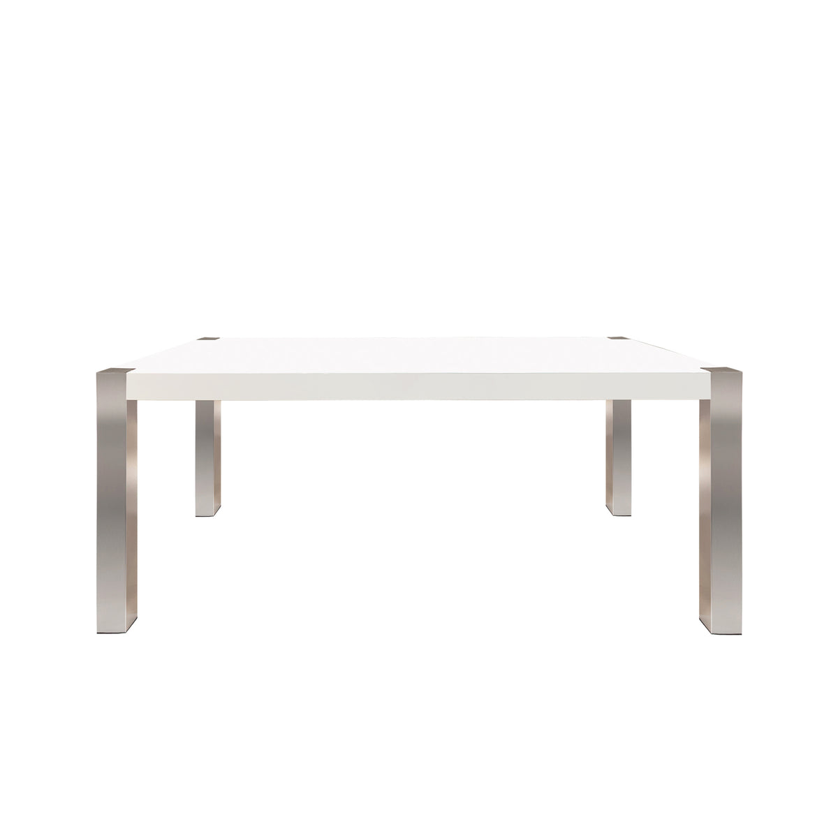 Shop Rectangular Dining Table White Lacquer and Stain Steel legs ...
