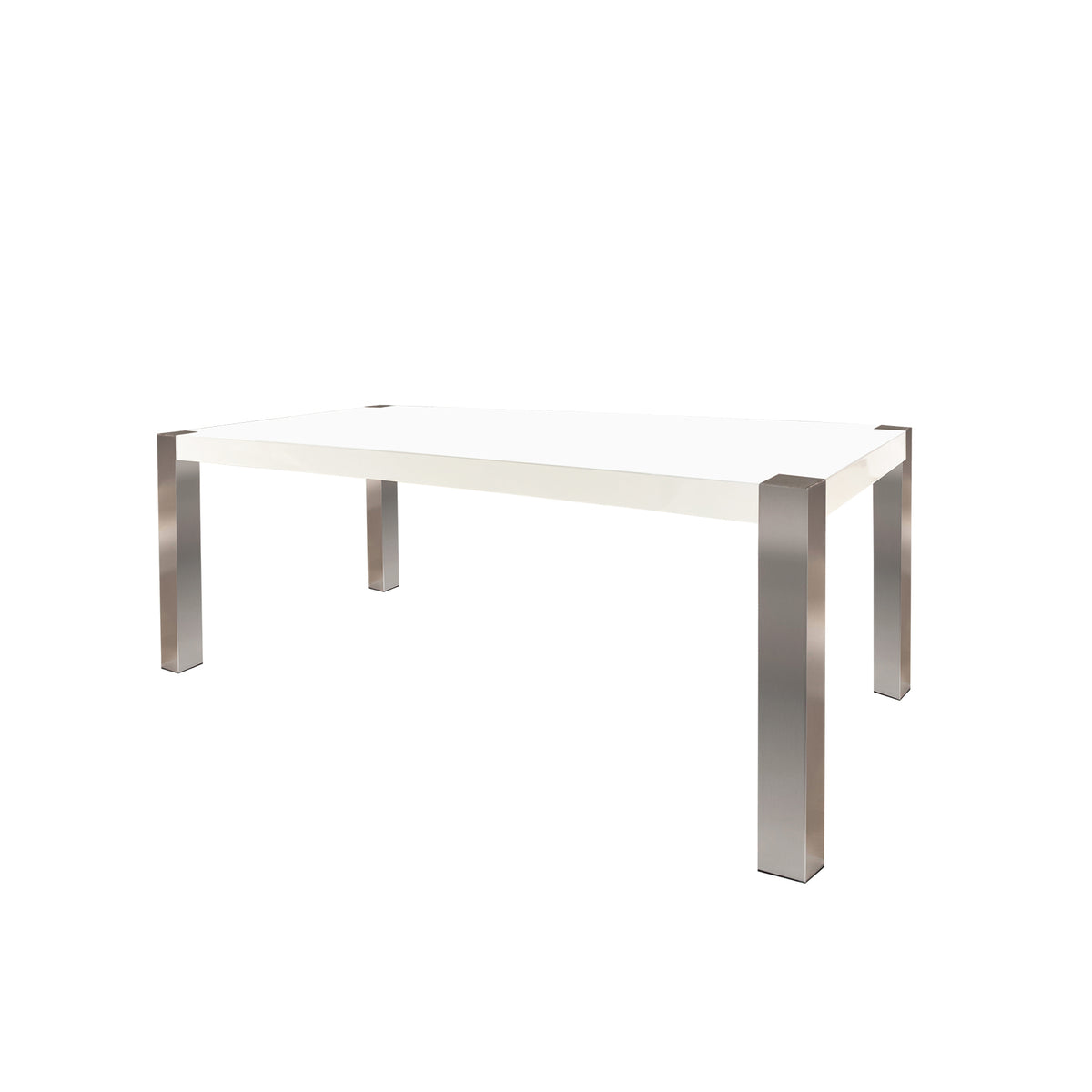 Shop Rectangular Dining Table White Lacquer and Stain Steel legs ...