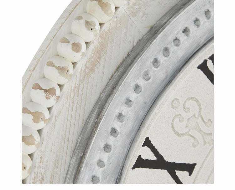 White Wood Farmhouse Vintage Wall Clock - Galeria Home Store