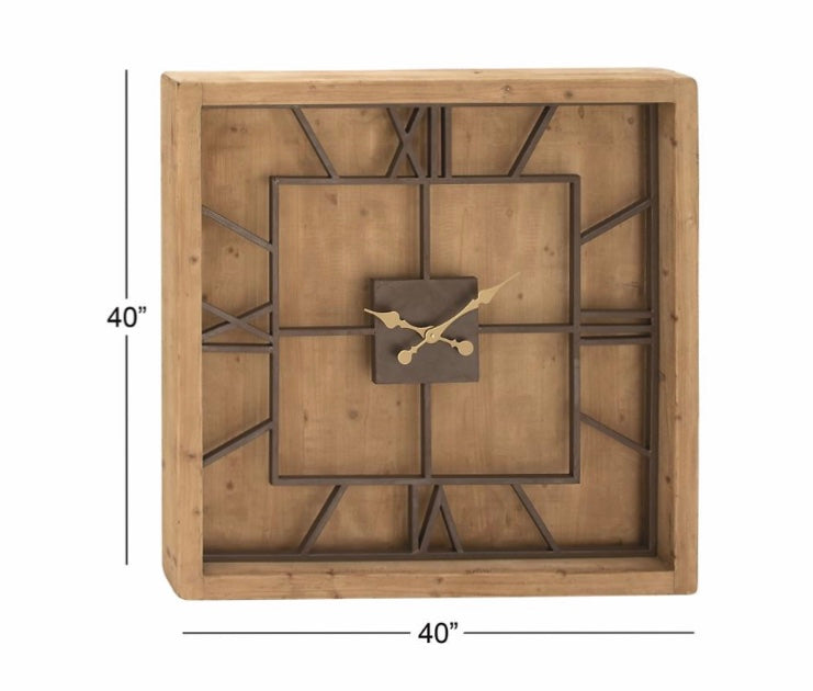 Wood & Metal Square Wall Clock – Galeria Home Store